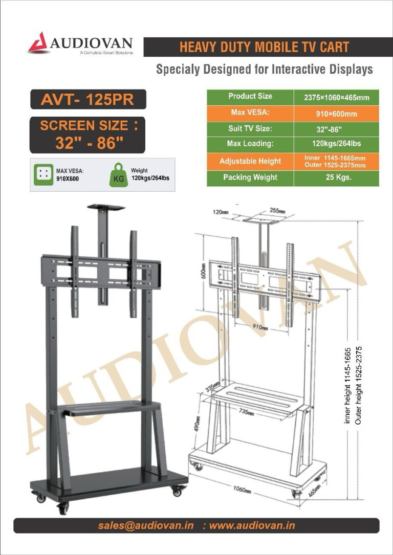 Audiovan Premium Interactive Panel Display Stand Heavy Duty Heights ...